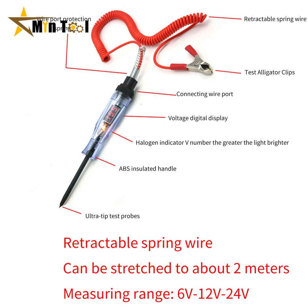 Auto 6-24 V Dc Car Truck Voltage Circuit Tester Car Test Long Probe Pen ...