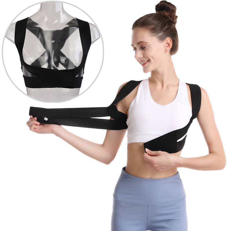 Women Adjustable Elastic Back Support Belt Chest Posture Corrector ...