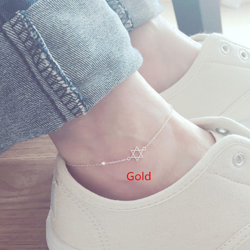 Bohemian Minimalist Anklet Geometric Charm Chain Bracelet Gold Color ...