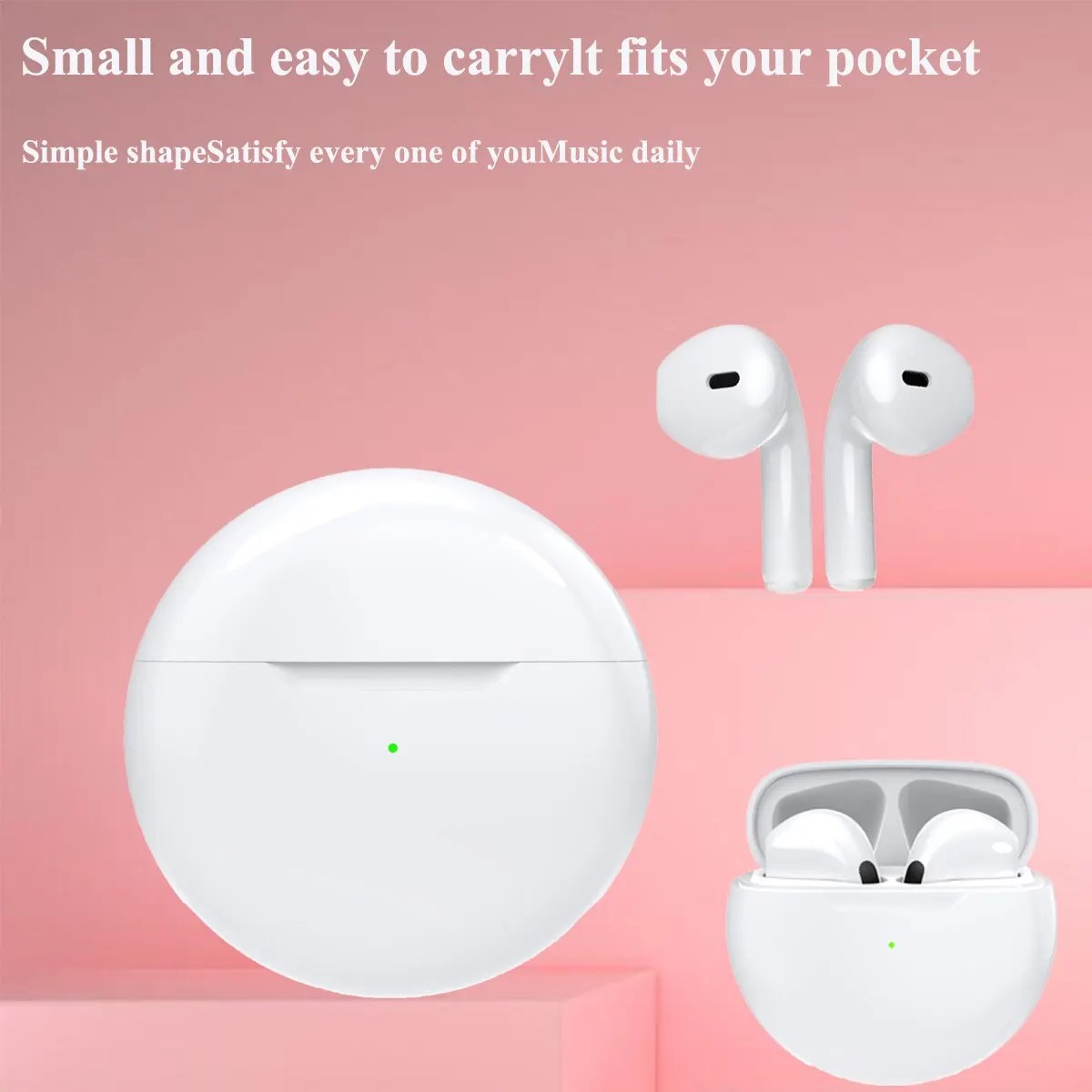 TWS Pro 6 Wireless Bluetooth Headset Noise Cancelling In-ear Earbuds ...