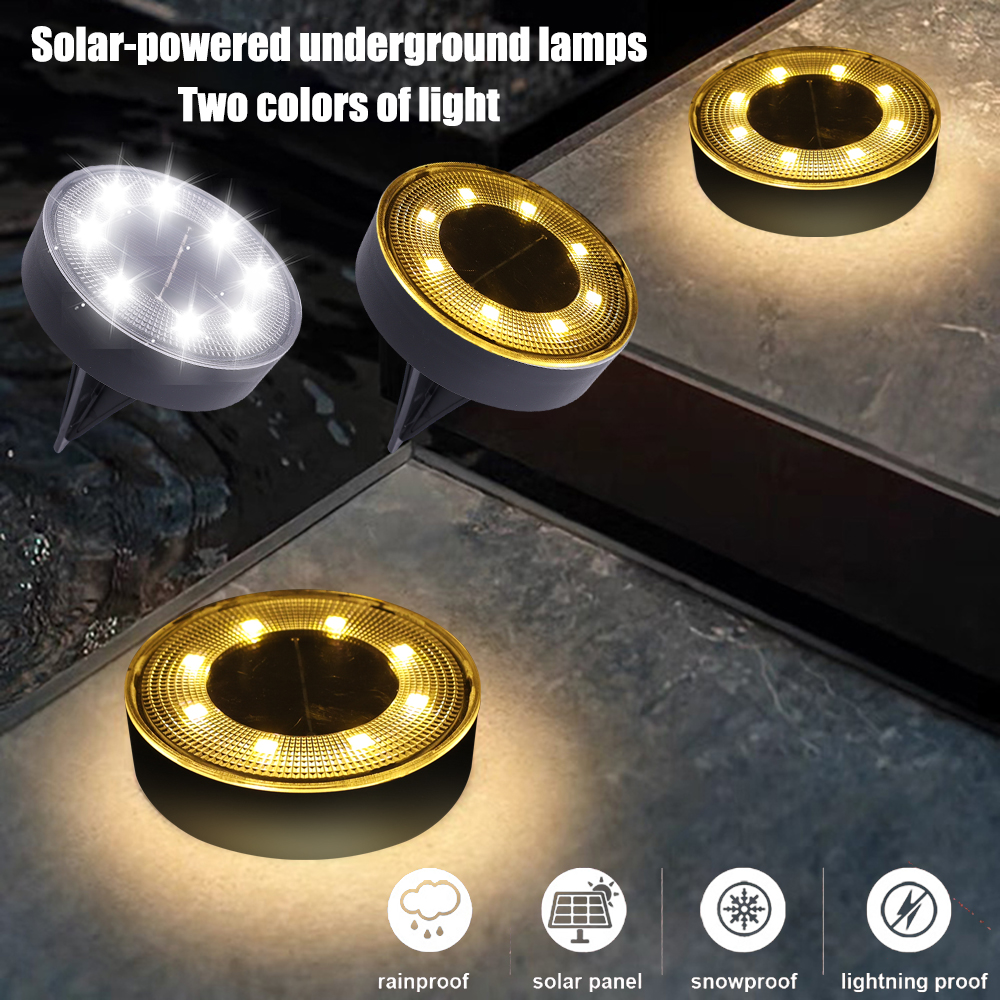 8LEDS Solar Power Disk Light Outdoor Garden Solar Underground Light ...