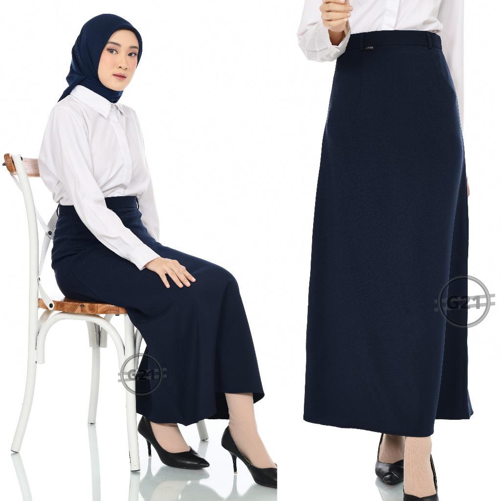 Rok Kerja Wanita Panjang Rok Hitam Panjang A Line Skirt Payung Standar ...
