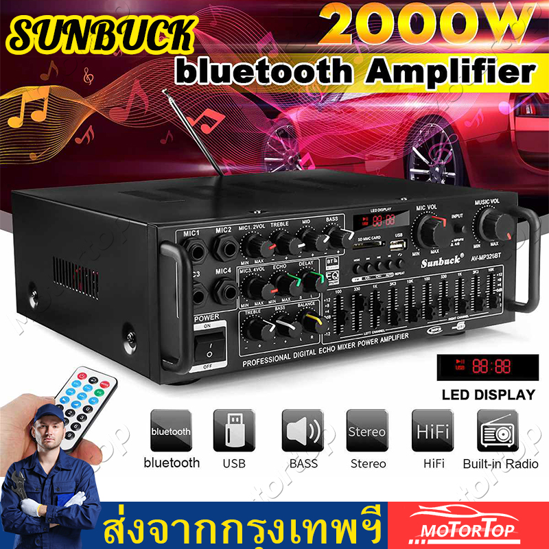 SUNBUCK 2000W 5.0 bluetooth 2 Channel Audio Power HiFi Amplifier 326BT ...