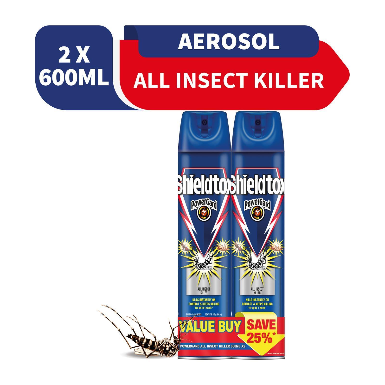 Shieldtox PowerGard All Insect Killer Spray Odourless 600ML Twin Pack ...