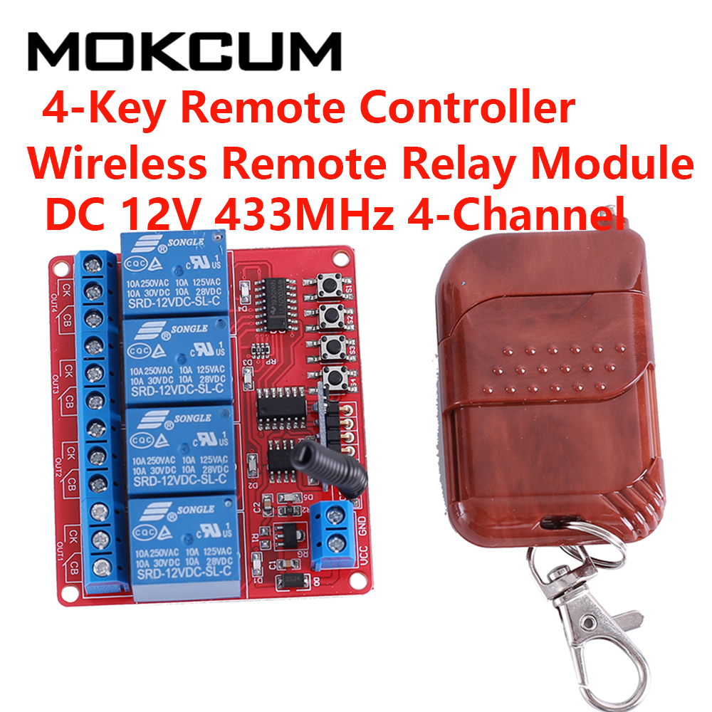 DC 12V5V 433MHz 4-Channel Wireless Remote Relay Module Remote Control ...