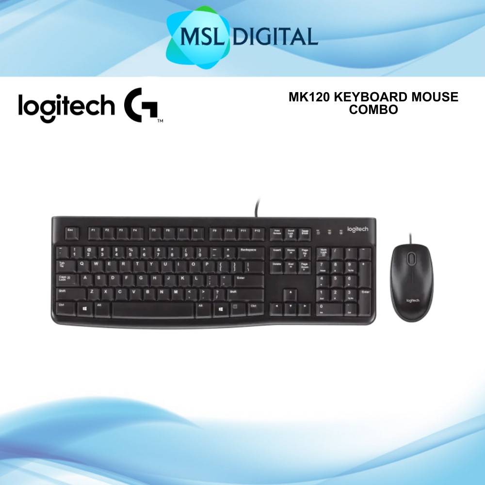 Logitech Mk120 Wired Keyboard And Mouse Combo Plug And Play