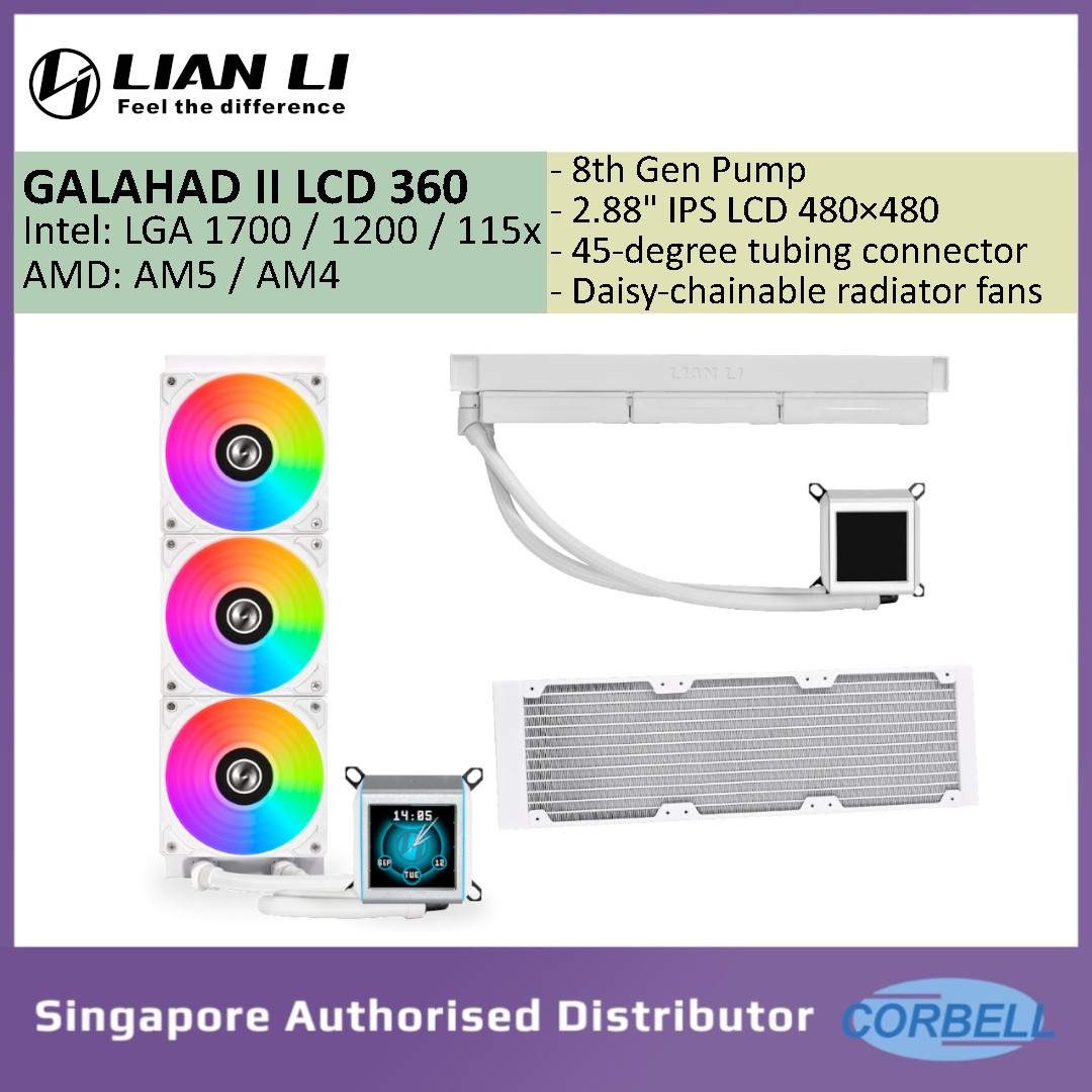 LIAN LI Galahad II LCD AIO 360mm 2.88” IPS LCD All-In-One ARGB COOLER ...