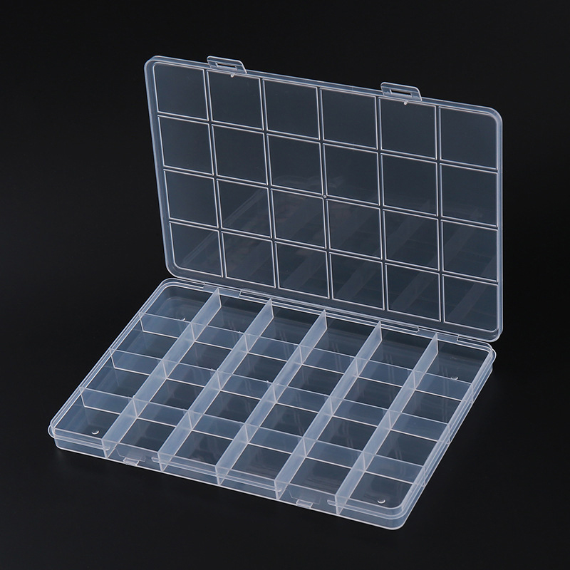 24 Grid Transparent Nail Art Empty Storage Case Box Nail Glitter ...