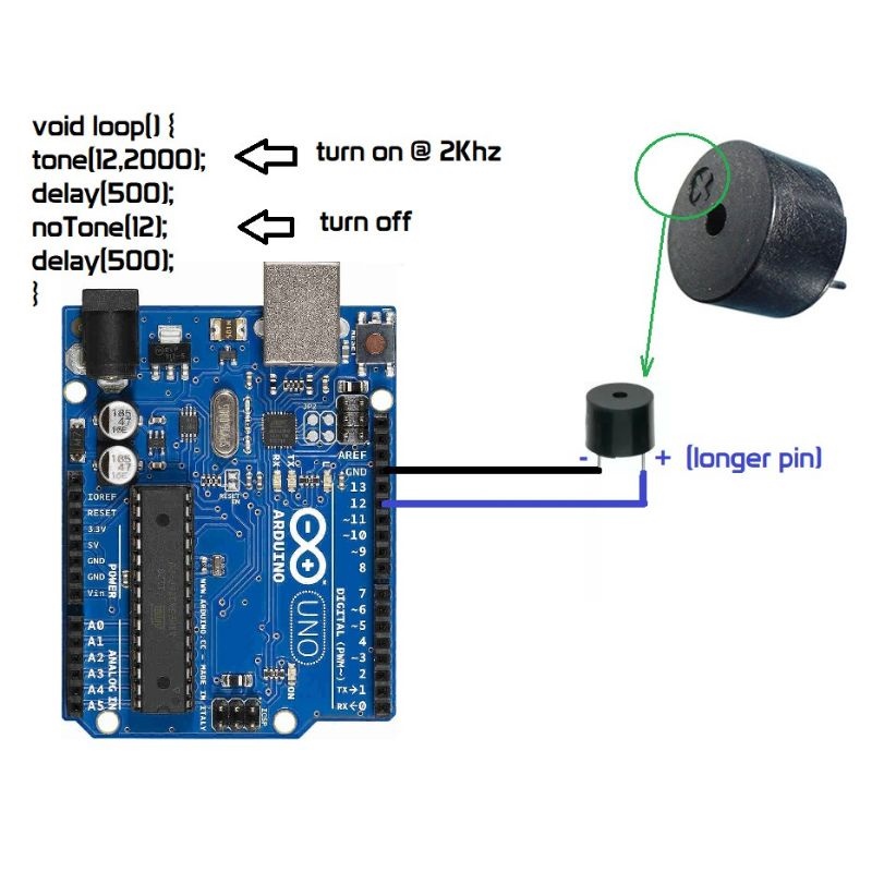 [100 Original] Passive Buzzer piezo sounder alarm for Arduino ...