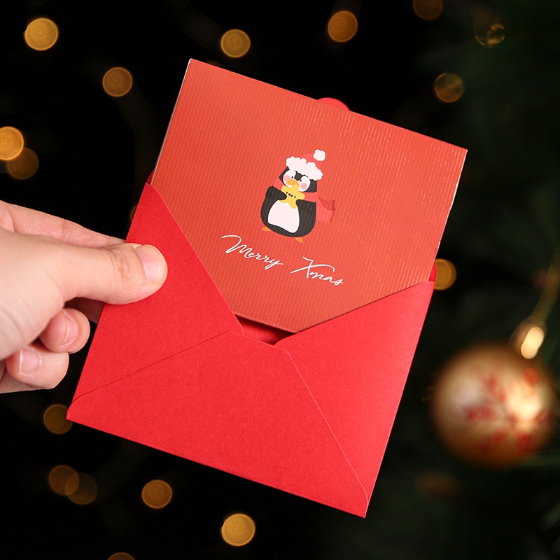 【ALLGOOD】Lovely Cartoon Pop Up Christmas Greeting Card with Envelope 3D ...