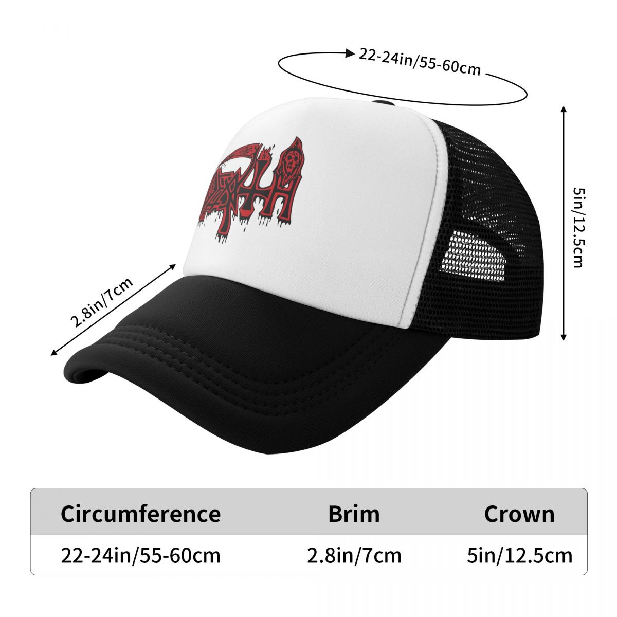 Custom Death Rock Cap Men Heavy Metal Music Trucker Hat Sports Snapback ...