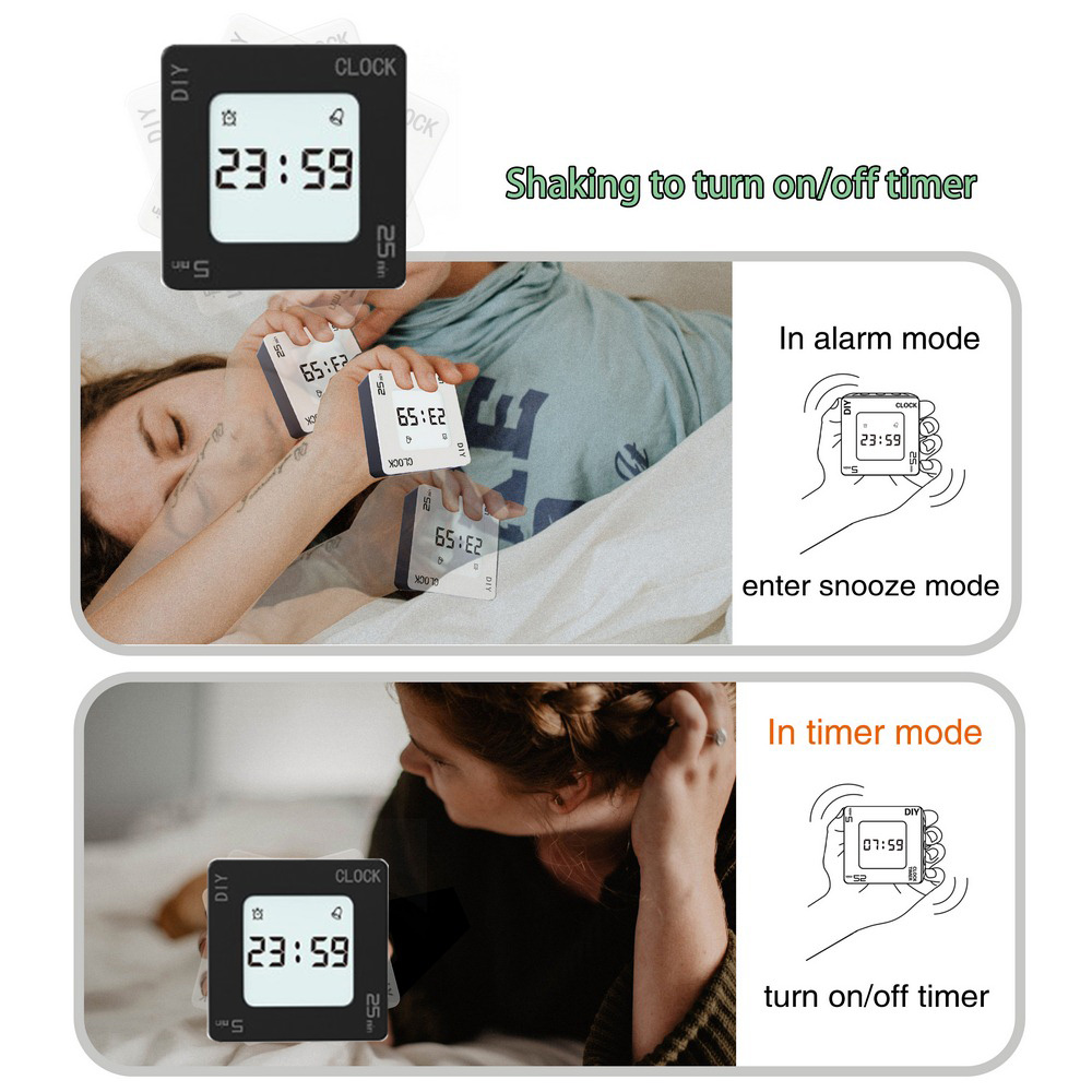 【High-quality】DIY Digital LCD Alarm Clock Custom Setting Flip Vibration ...