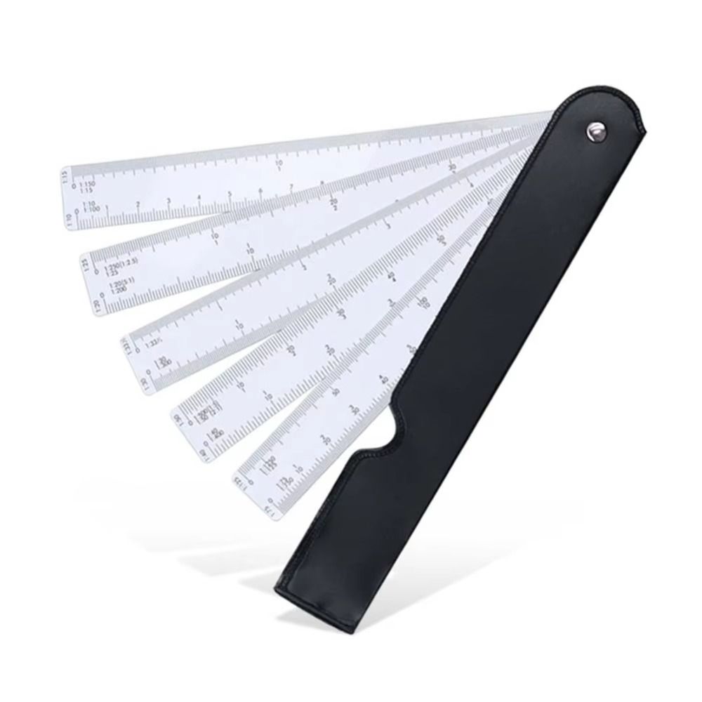 Interior Design 5 Blades Fan Shape Scale Ruler Drawing Tools Multiscale ...