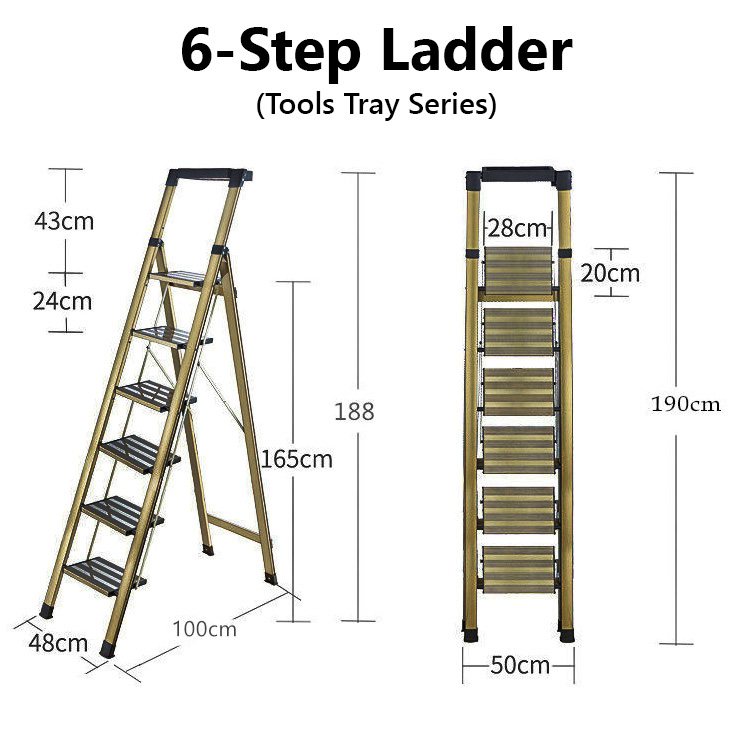 Aluminum Alloy Portable Ladder with Tool Tray Folding Ladder Stool ...