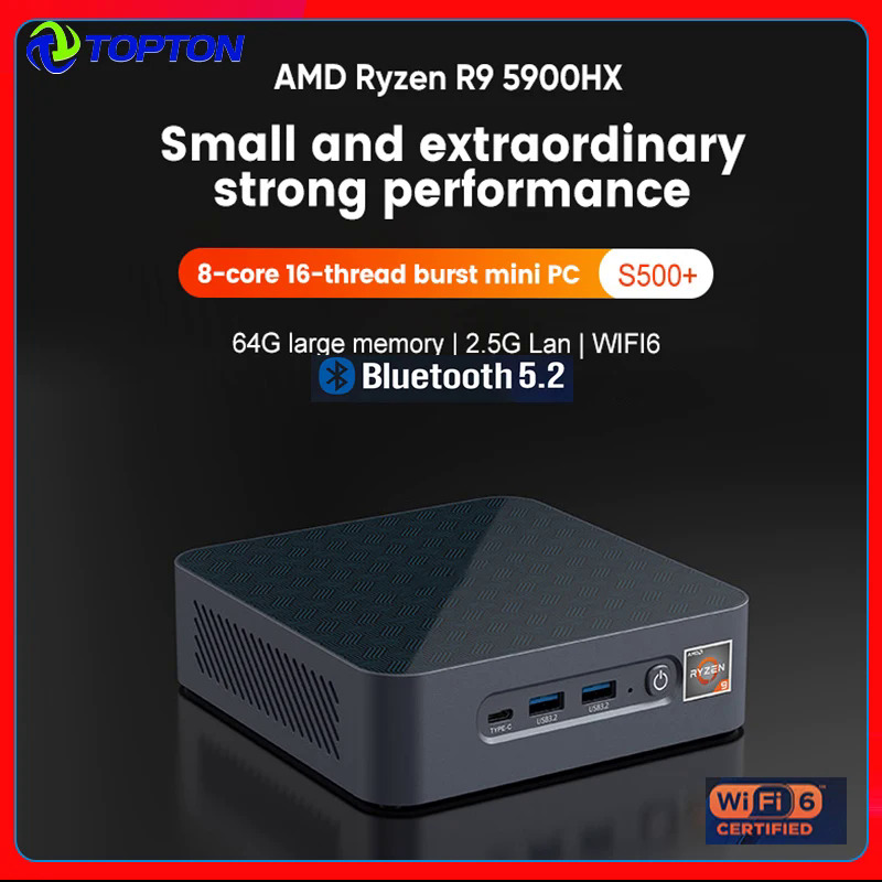 Topton AMD Mini PC Ryzen 9 5900HX 7 5825U Gaming PC Windows 11 2 * DDR4 ...