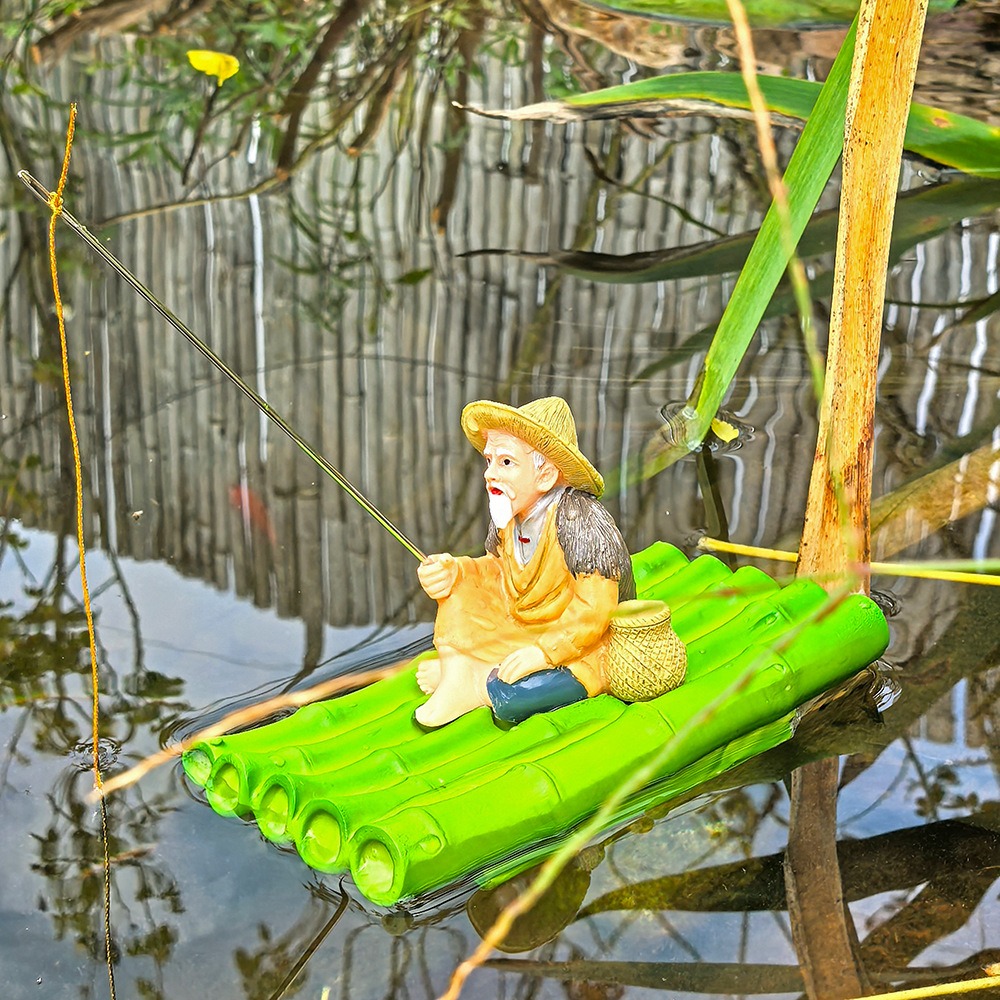 New PVC Old Man Fishing Ornament foam Floating Jiang Tai Gong Fishing ...