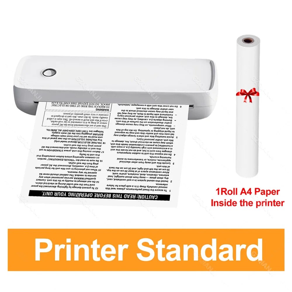Portable A4 Printer 210mm Thermal Paper Mini Bluetooth Label Printer ...