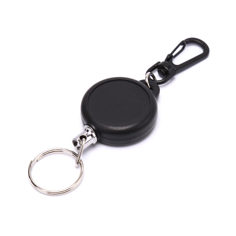 1PC Retractable Pull Key Chain Reel ID Badge Black Card Holder 60CM ...