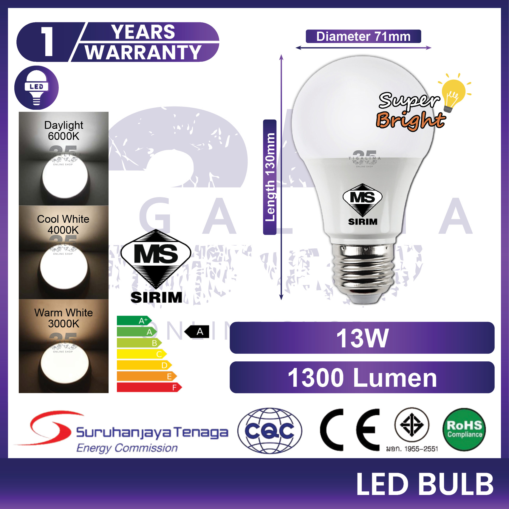 LED Bulb E27 A60 A70 LED 6W/10W/13W NonSirim 5W/10W/15W LED Bulb ...