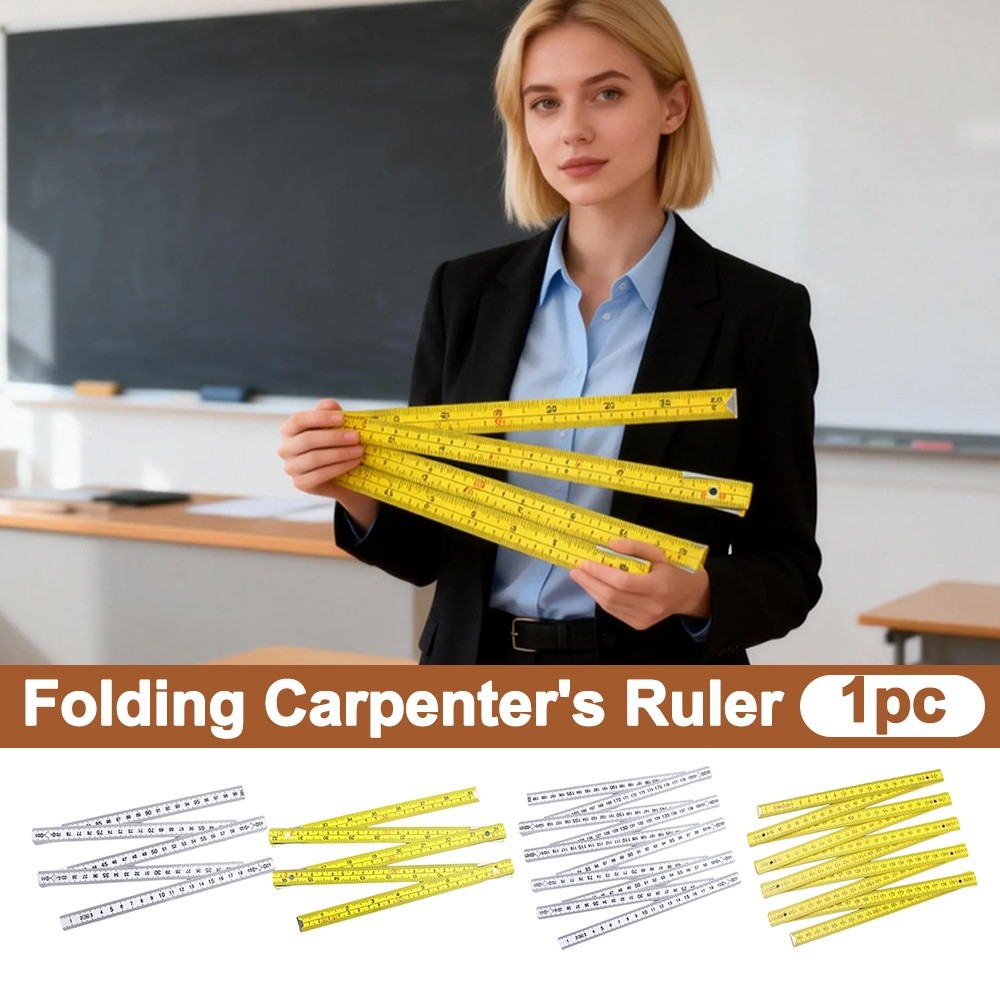 Compact Wooden Folding Ruler 2M Extended Plastic Ruler Dual Sided 1M ...