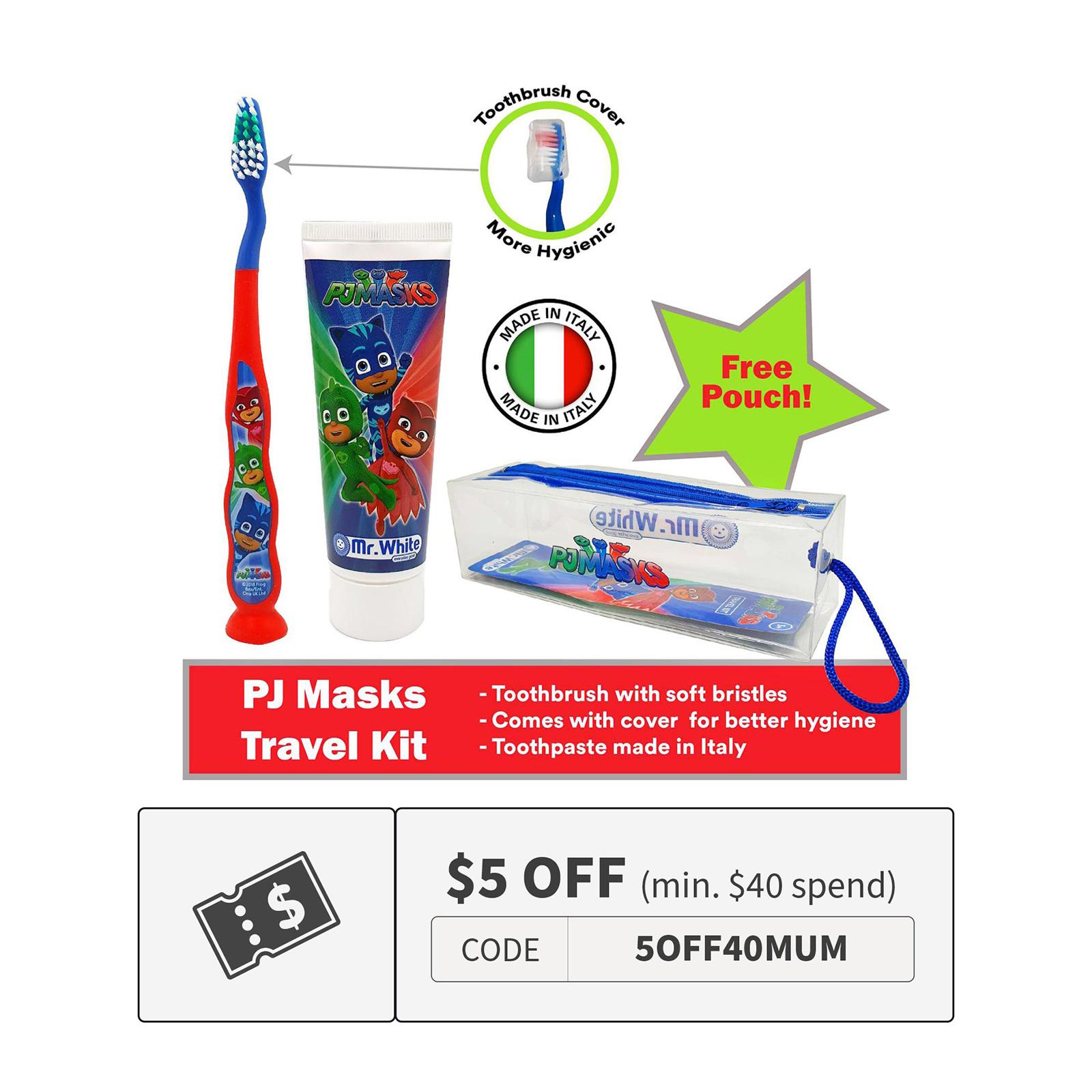 MR WHITE Pj Masks Toothbrush Travel Kit With Free Zipper Pouch | Lazada ...