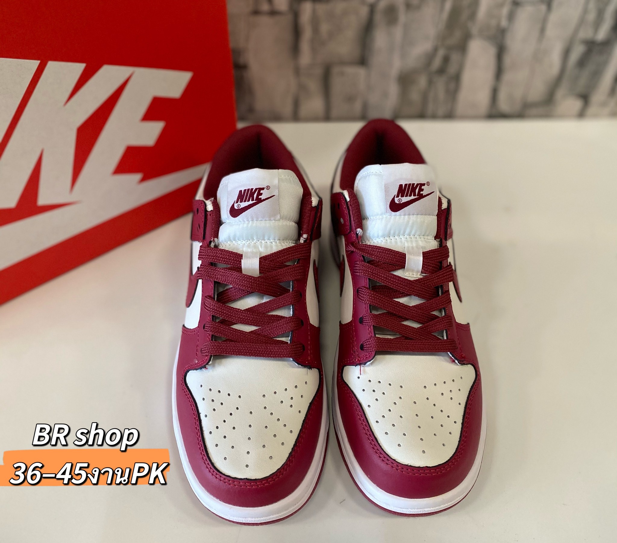 [ Captain.Shop ] รองเท้าผ้าใบ SIZE.36-45 *ขาวแดงเข้ม* รองเท้าผ้าใบ ...