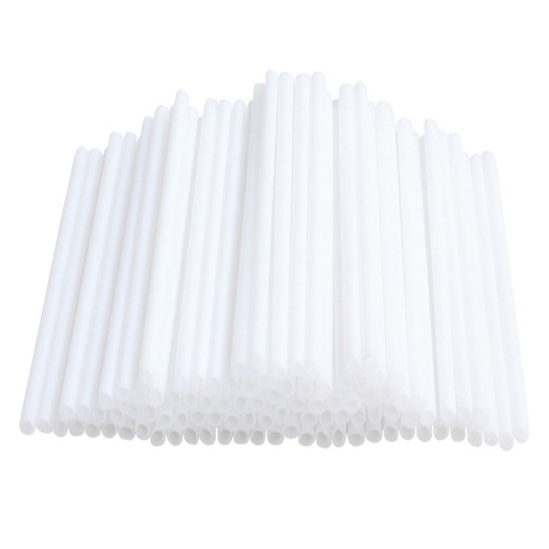 100 Plastic Lollipop Sticks Food Grade White Tube Candy Baking Plastic ...