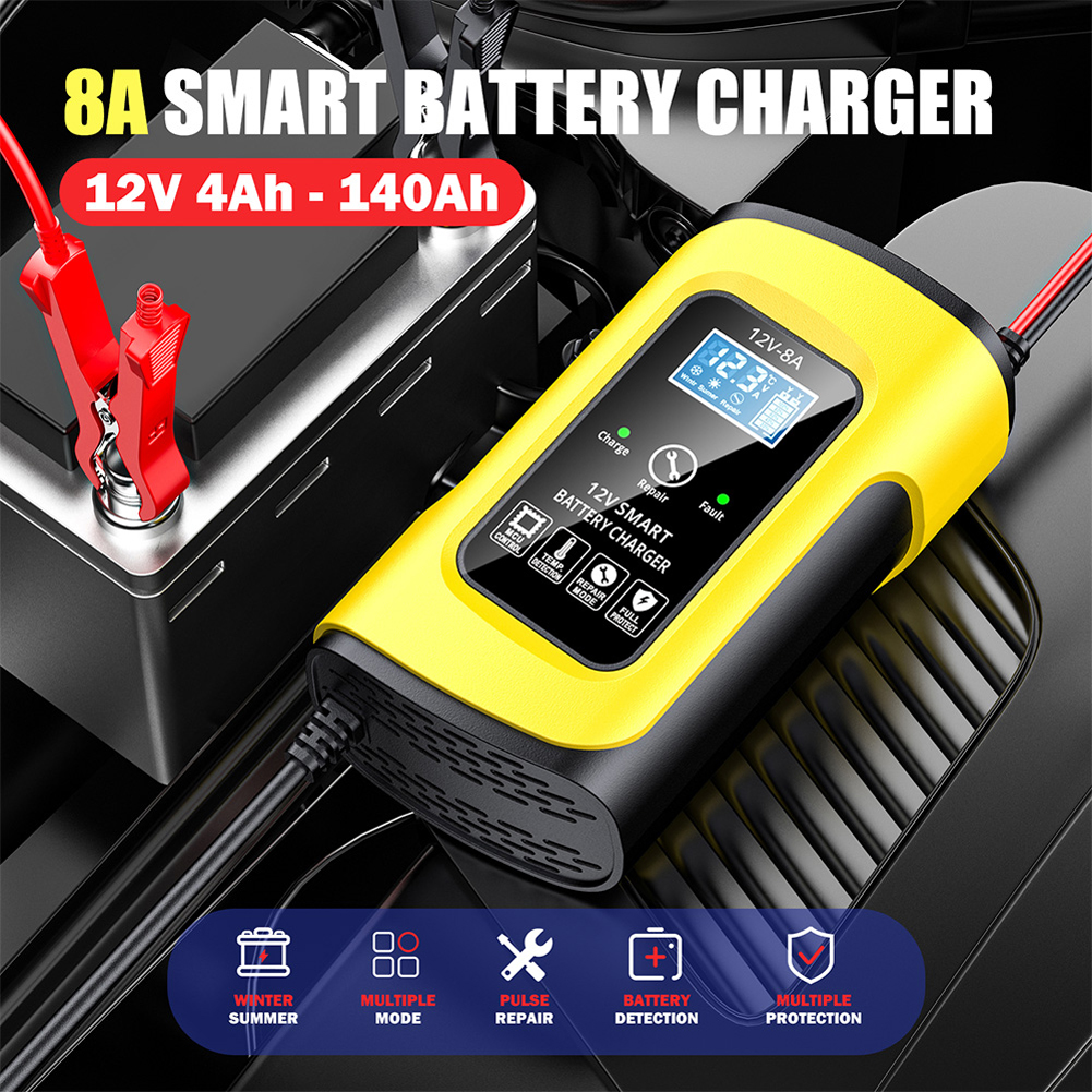 12V 8A Car Battery Charger 3 Stage Charging Intelligent Battery Charger ...