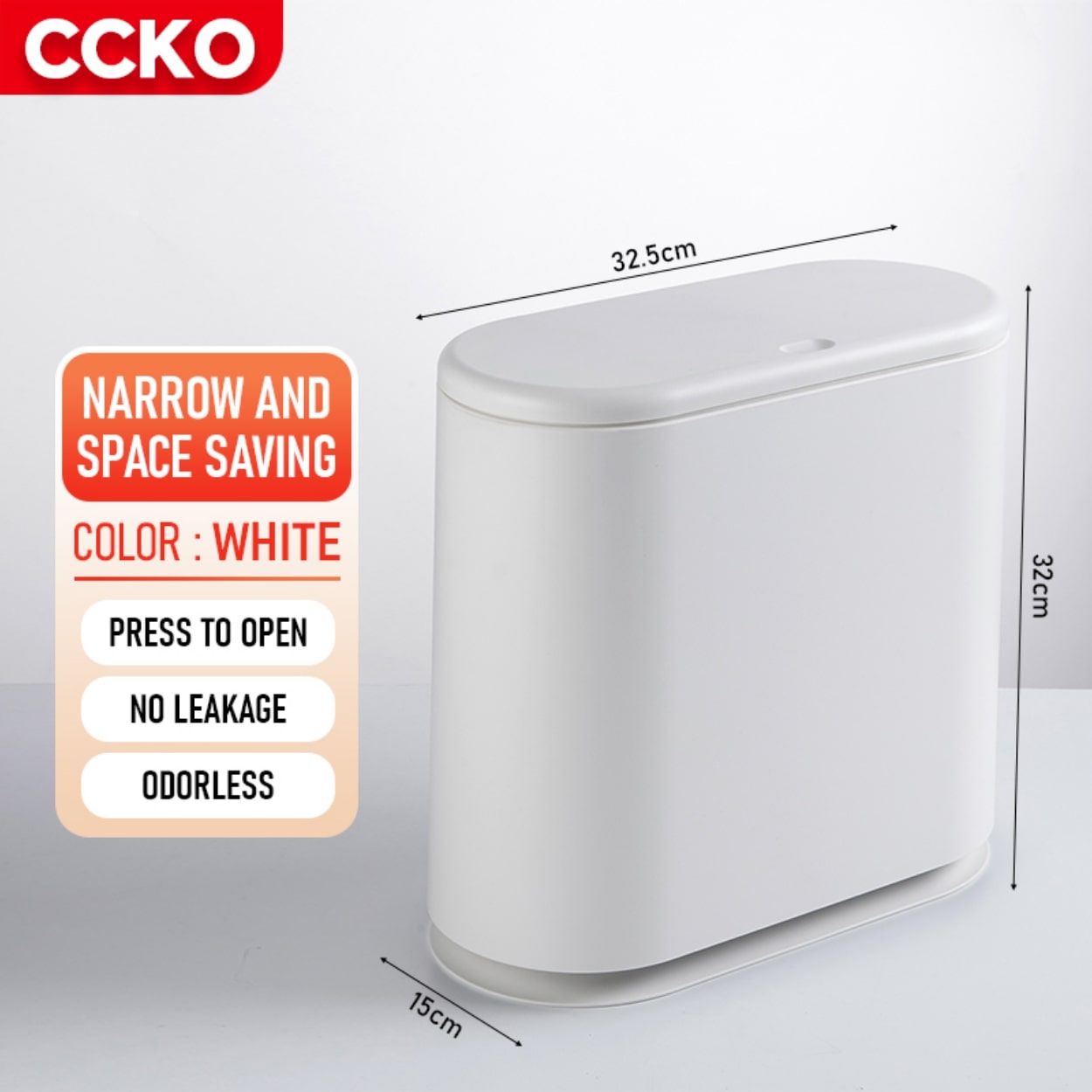 CCKO Click-open Narrow Side Bin 9L (4 colours) Minimalist Style ...