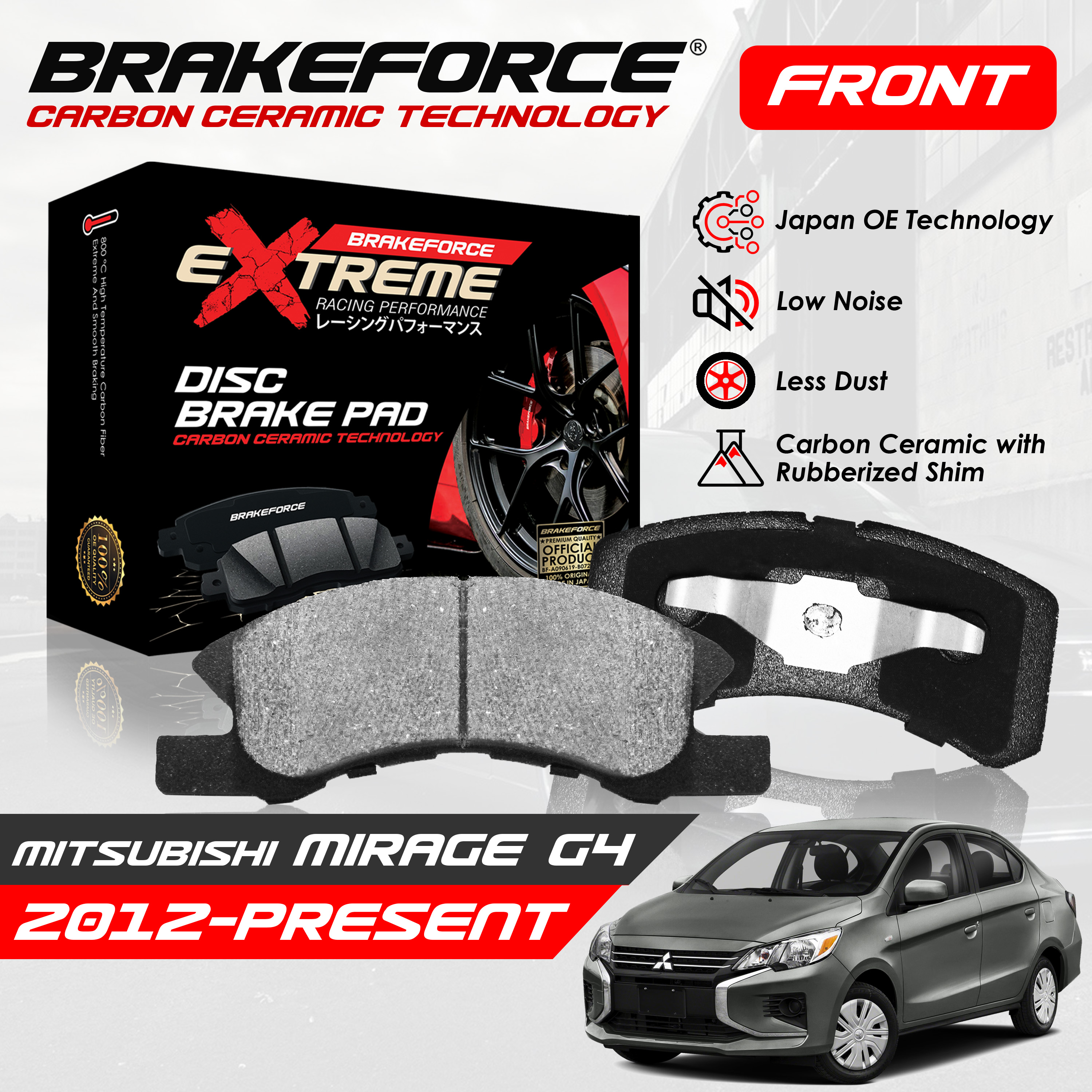 BrakeForce Extreme Carbon Ceramic Front Brake Pads For Mitsubishi ...
