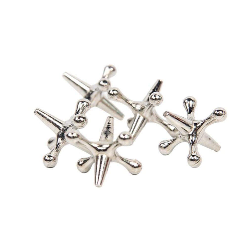 11pcs/set Big Jacks Toned Metal Jacks Puzzle with Red Rubber Bouncy ...
