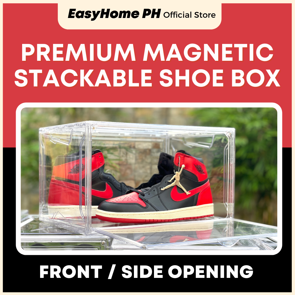 PREMIUM MAGNETIC CLEAR STACKABLE SHOEBOX FRONT/SIDE DROP - NO LOGO ...