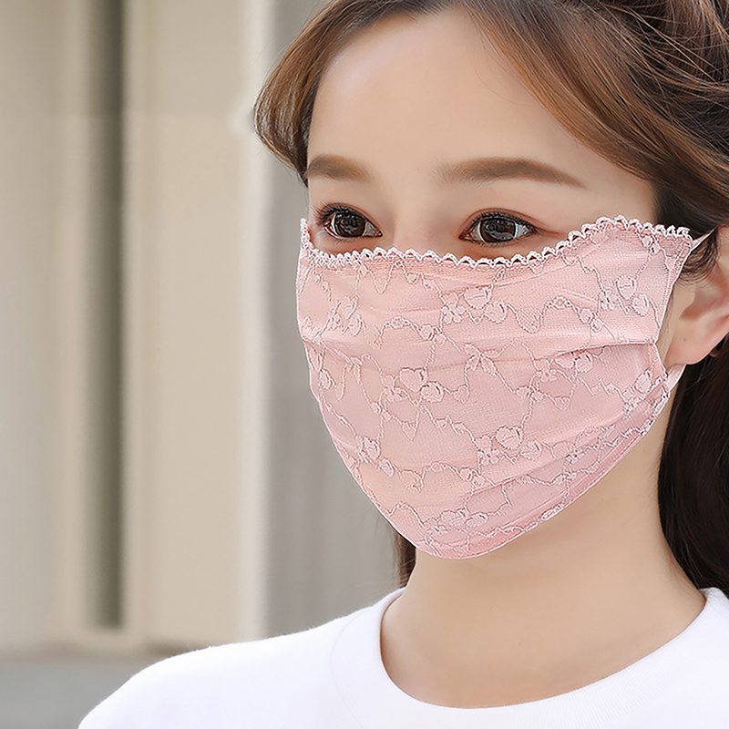 Universal Thin Ice Silk Sunscreen Lace Mask Sunshade Solid Color ...