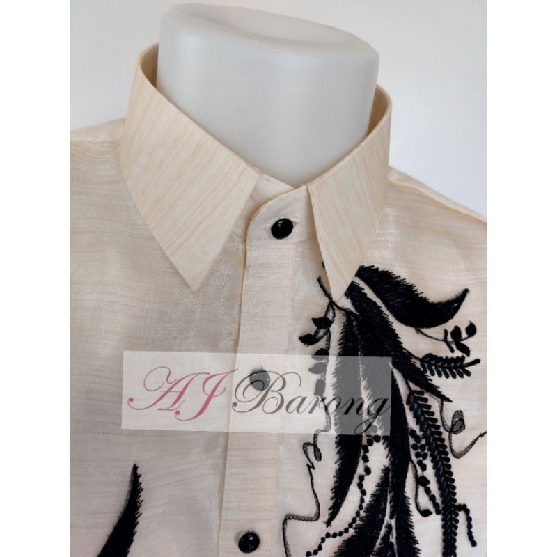 Barong tagalog feather black burda chinese and sport collar | Lazada PH