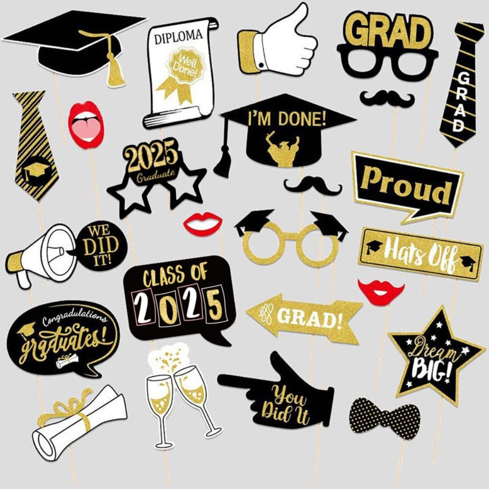 25pcs Creative Congratulation Graduation Photography Props Black ...