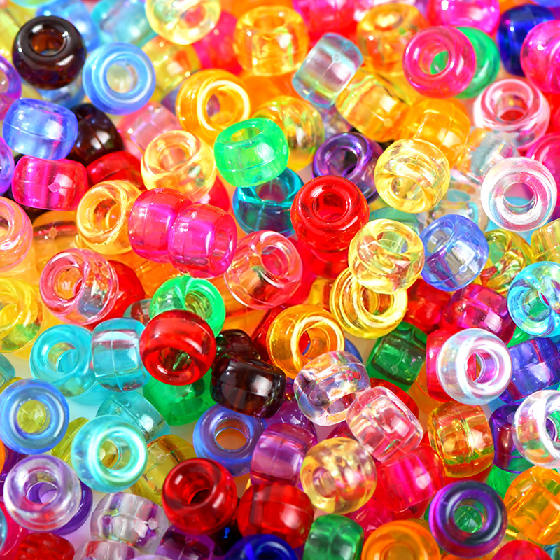 100Pcs Mix Colour Pony Beads Large Hole Barrel Beads Straight Hole ...