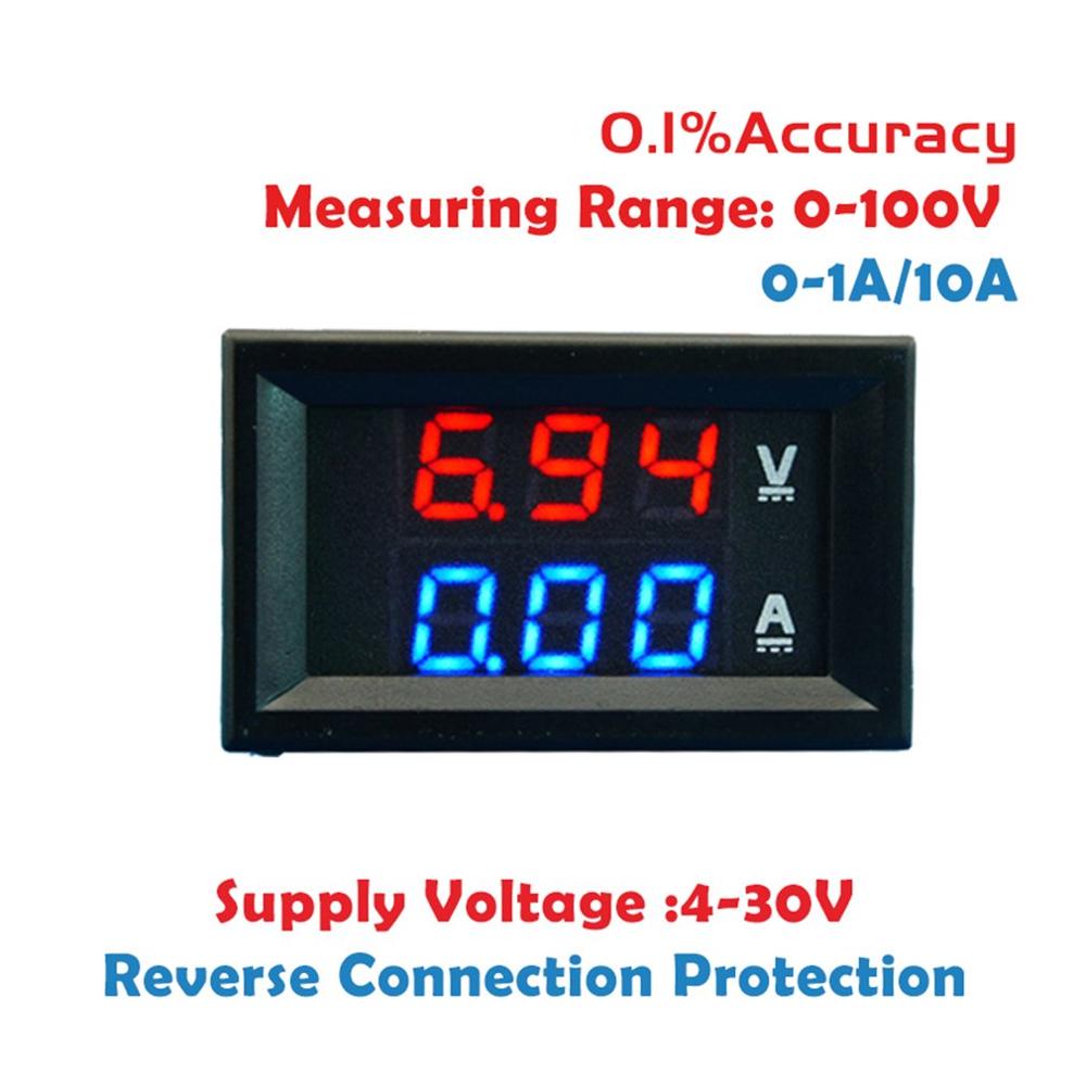 【Discount offer】2 in1 100V 10A DC Digital Voltmeter Ammeter Blue + Red ...