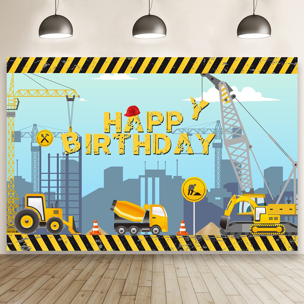 150x100cm Construction Backdrop Banner For Engineering Birthday Party ...
