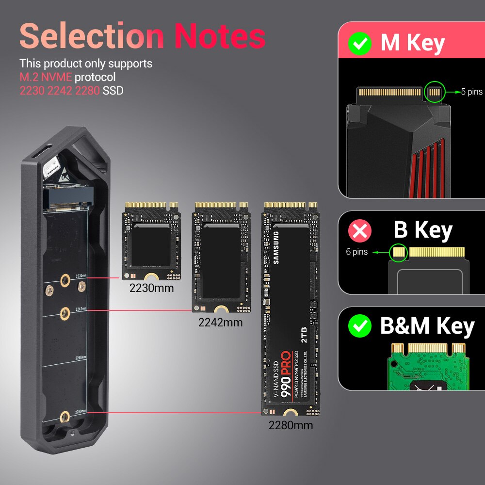 【Tech-savvy】 UnionSine M.2 SSD Enclosure NVMe 10Gbps PCIe SSD Box for ...