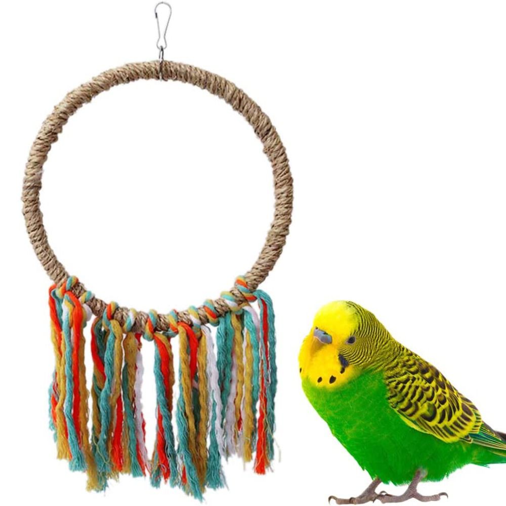 Parakeet Conures Hanging Cotton Rope Climbing Chewing Bite Circle Perch ...