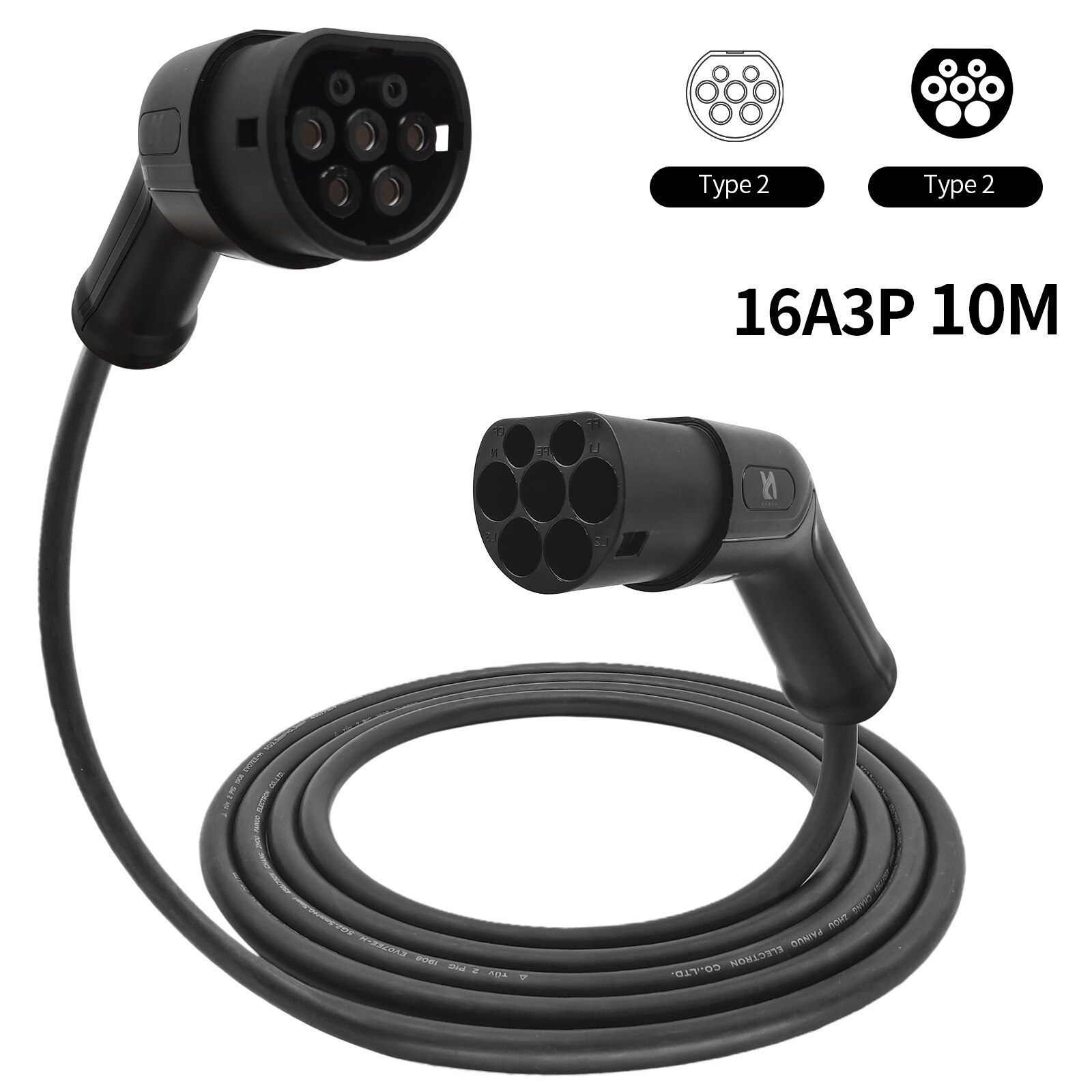 K.H.O.N.S 16A 32A Three Phase 10 Meter EV Charger Cable Type 2 To Type 2 Connector For Electric ...