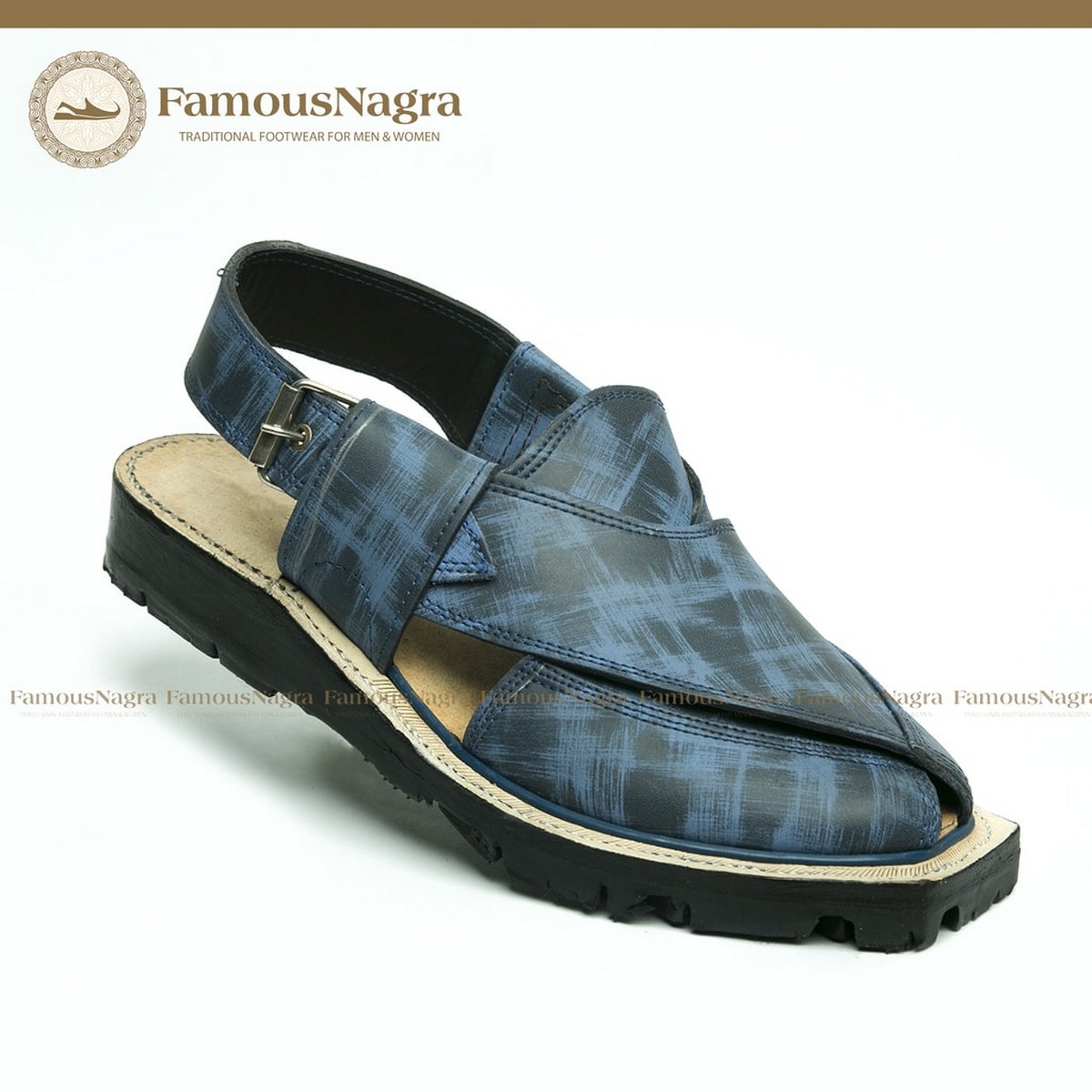 Norozi Chappal / Sandal – Gents – Genuine Leather – Blackish Blue ...