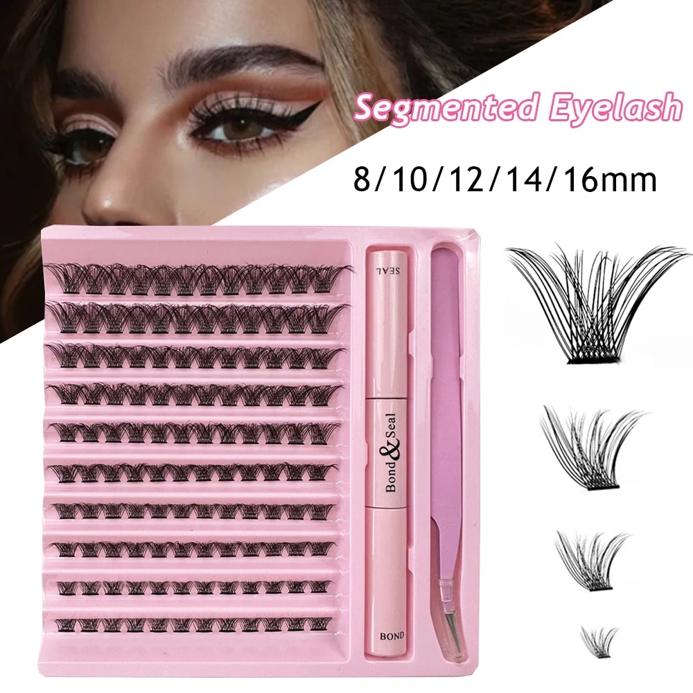 120 Clusters Makeup Eyelashes Set Segmented Eyelash Bond and Seal Lash ...