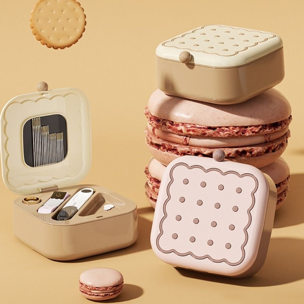 Sewing Supplies Portable Mini Sewing Box Set Cookie Shape Partitioned ...