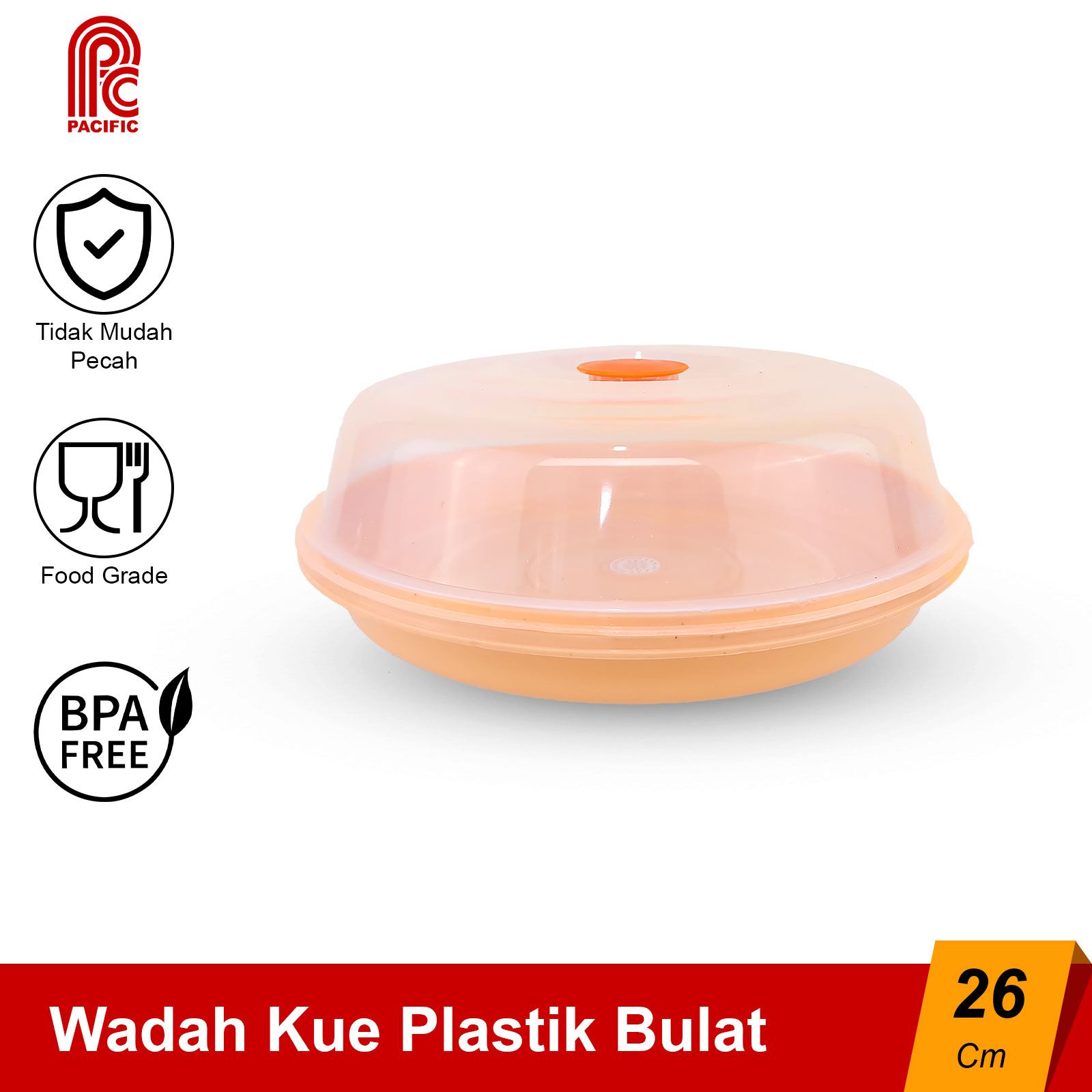 PACIFIC Tempat Kue Bulat Plastik 1 Pcs Vanessa Cake Storage Wadah ...