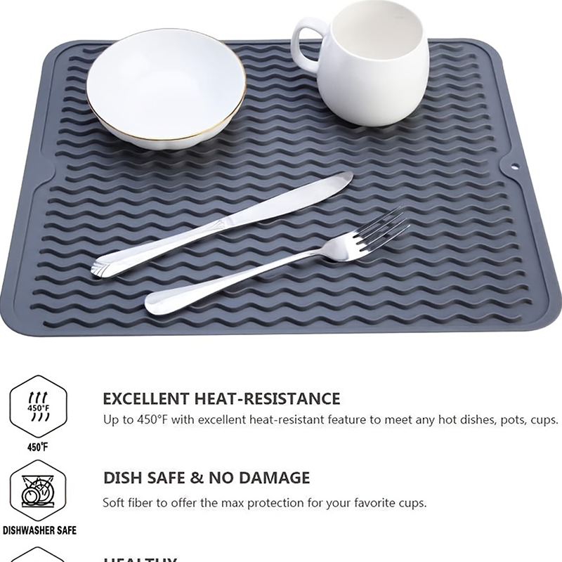 40 X 30cm Silicone Dish Drying Mat Heat Resistant Foldable Non-Slip ...
