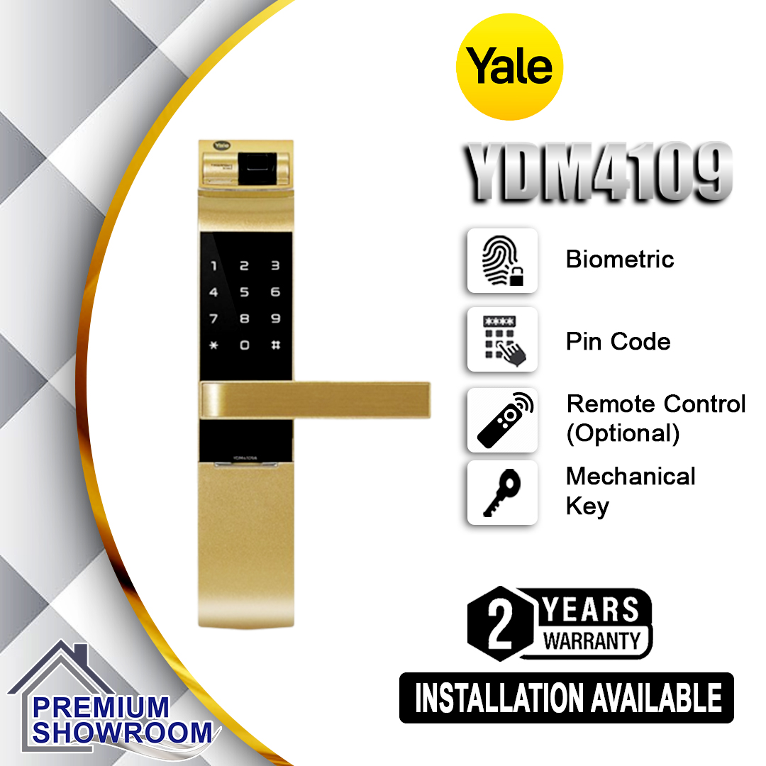 YALE YDM4109 (GOLD) Biometric Fingerprint Smart pin key Digital Door ...