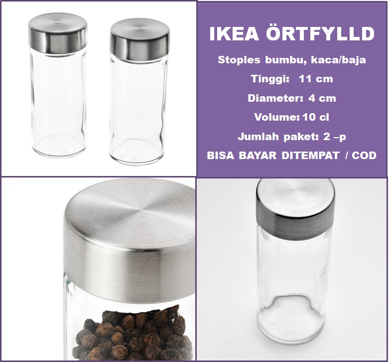 Botol IKEA ORTFULLD / Toples Bumbu Kaca Bening isi 2 pcs | Lazada Indonesia