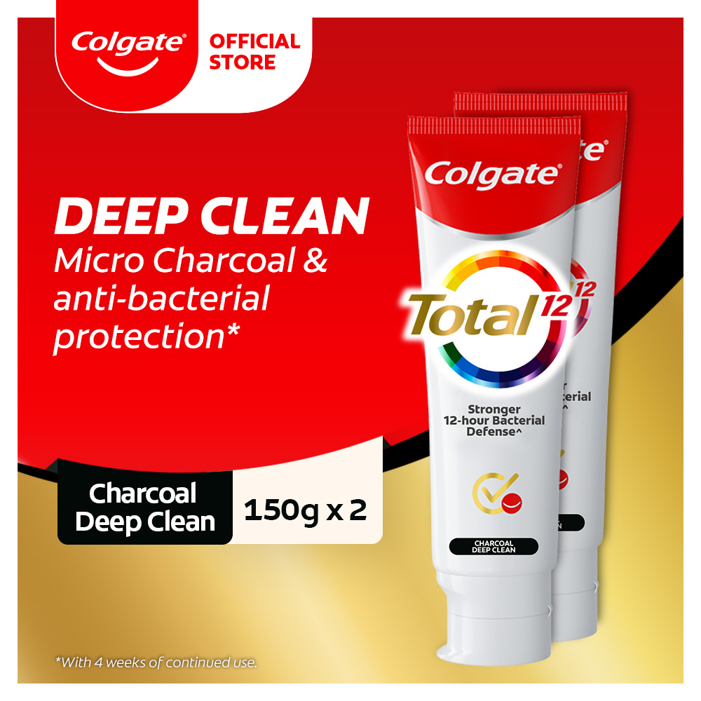 [Up to 12 hours antibacterial protection] Colgate Total Charcoal Deep ...