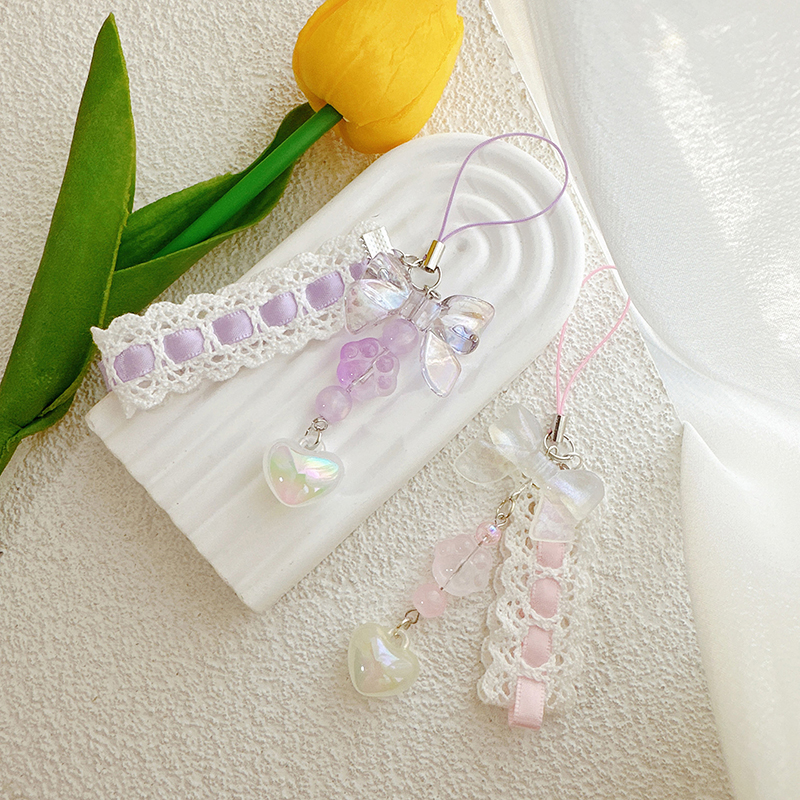 Cat Claw Bow Cute Pendant Keychain Phone Chain Decoration Accessories ...